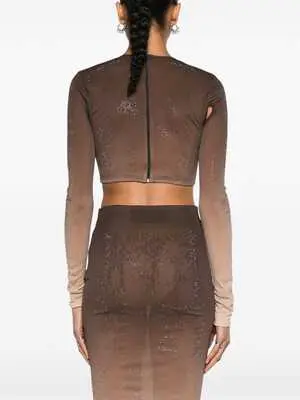 ANDREĀDAMO Rhinestone-embellished Ombré Crop Top