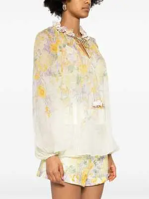 Zimmermann Harmony Billow Floral-print Blouse