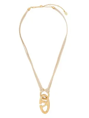 Valentino Garavani Vlogo Pendant Necklace - Neutrals
