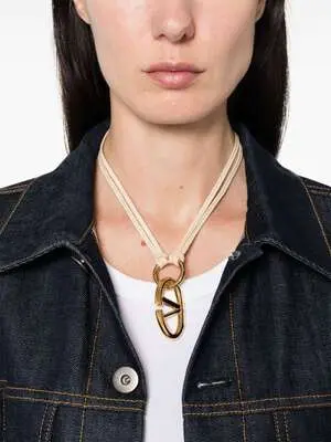Valentino Garavani Vlogo Pendant Necklace - Neutrals