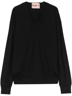 Plan C Foulard Cashmere Jumper Black