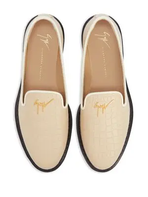 GIUSEPPE ZANOTTI Logo-lettering Loafers - Neutrals