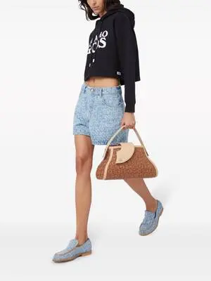 Gcds Ti Amo Cropped Hoodie - Black