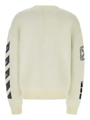 Off-White Varsity Ribbed V-neck Cardigan - Neutrals