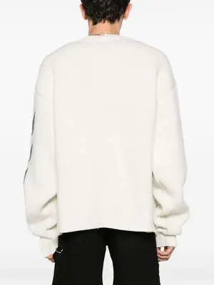 Off-White Varsity Ribbed V-neck Cardigan - Neutrals