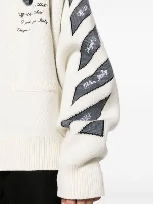 Off-White Varsity Ribbed V-neck Cardigan - Neutrals