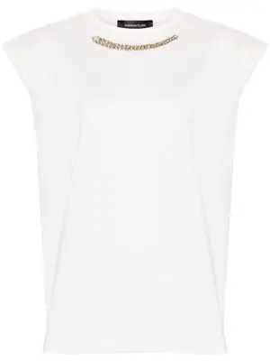 Fabiana Filippi Beaded Cotton T-shirt - White