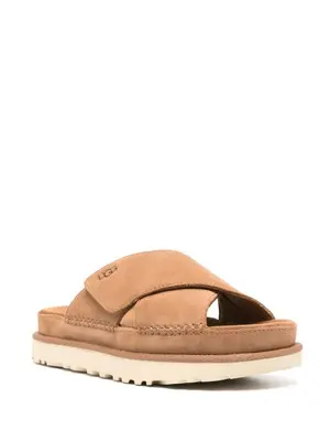 UGG Goldenstar Cross Suede Slides - Brown