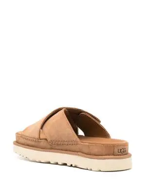UGG Goldenstar Cross Suede Slides - Brown