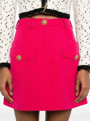 Balmain Lion Engraved-buttons Mini Skirt - Pink