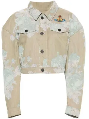 VIVIENNE WESTWOOD Orb-embroidered Denim Jacket - Neutrals