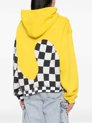 ERL Check-pattern Panelled Hoodie - Yellow