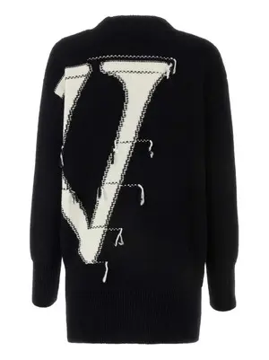 Off-White Maxi Logo-intarsia Wool Cardigan - Black