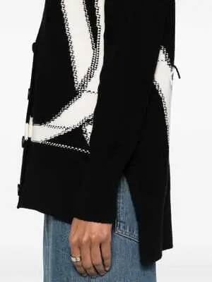 Off-White Maxi Logo-intarsia Wool Cardigan - Black