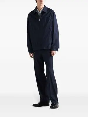 Prada Logo-patch Cotton Jacket - Blue