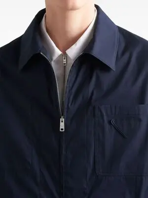 Prada Logo-patch Cotton Jacket - Blue