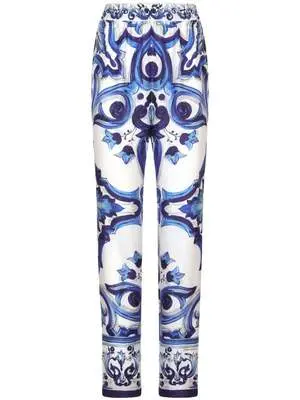 DOLCE & GABBANA Dolce & Gabbana Majolica-Print Silk Trousers