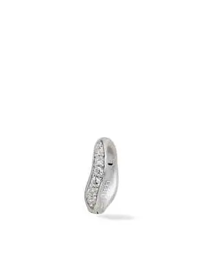 LARK & BERRY Lark & Berry 14k Yellow Gold Small Dune Diamond Hoop Earring Silver