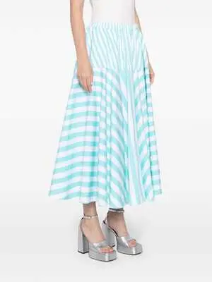 PATOU Striped Cotton Maxi Skirt - Green
