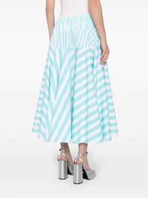 PATOU Striped Cotton Maxi Skirt - Green