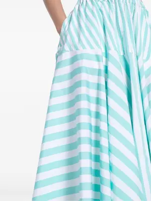 PATOU Striped Cotton Maxi Skirt - Green