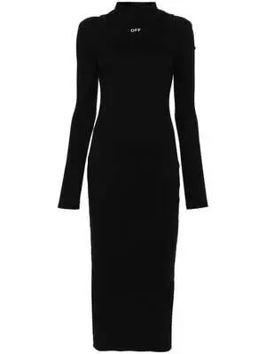 Off-White Off Stamp Rib Round Dress - Black