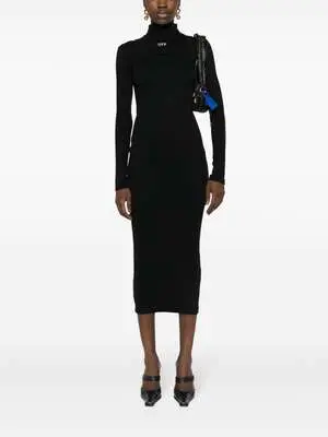Off-White Off Stamp Rib Round Dress - Black