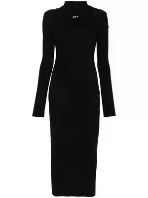 Off-White Off Stamp Rib Round Dress - Black