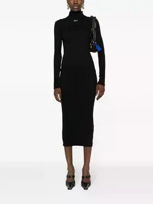 Off-White Off Stamp Rib Round Dress - Black