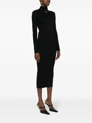 Off-White Off Stamp Rib Round Dress - Black