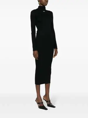 Off-White Off Stamp Rib Round Dress - Black