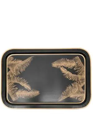 LES-OTTOMANS X Browns Palm Tree-print Iron Tray - Black