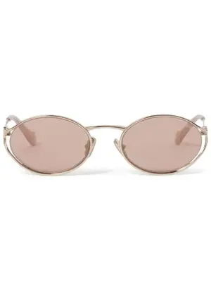 Miu Miu Logo Oval-frame Sunglasses