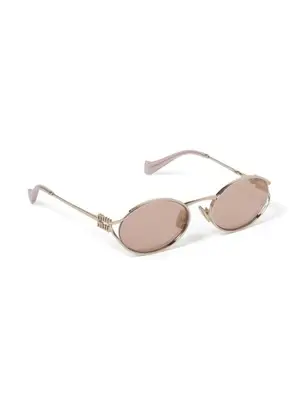 Miu Miu Logo Oval-frame Sunglasses