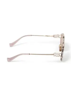Miu Miu Logo Oval-frame Sunglasses