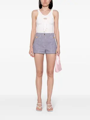 PATOU Striped Denim Mini Shorts