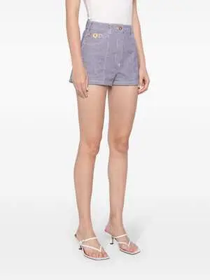 PATOU Striped Denim Mini Shorts