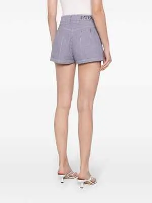 PATOU Striped Denim Mini Shorts
