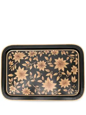 LES-OTTOMANS X Browns Floral-print Iron Tray - Black