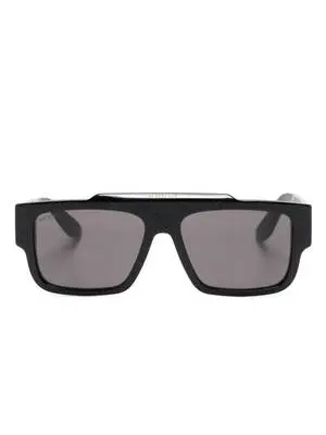 Gucci Gg-monogram Rectangle Sunglasses - Grey
