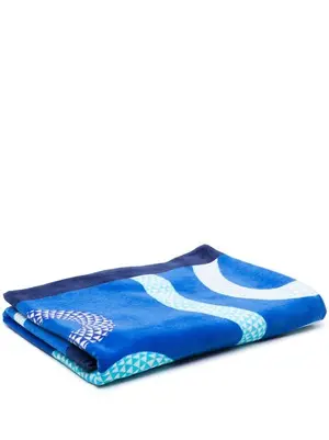 Jonathan Adler Eden Snake-print Beach Towel - Blue