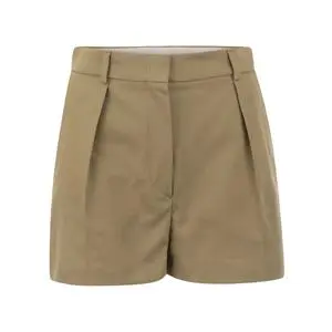 Sportmax Twill Pleated Shorts - Beige