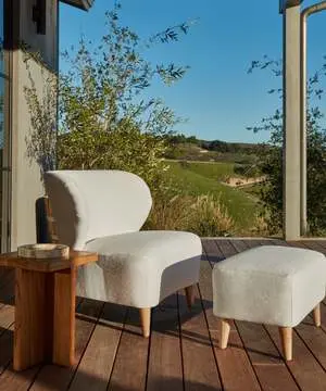 Jenni Kayne Outdoor Brentwood Ottoman - Ivory