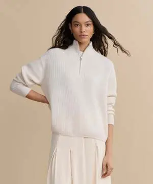 Jenni Kayne Cashmere Half Zip - Ivory