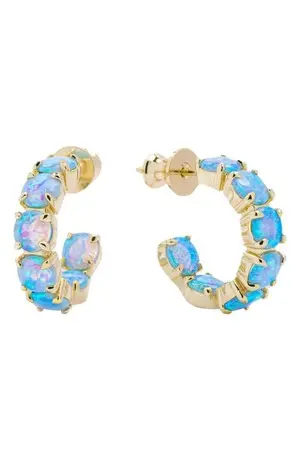 Melinda Maria Opal Huggie Hoop Earrings - Blue Opal/gold