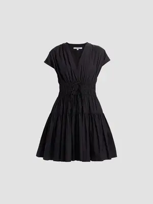 Derek Lam 10 Crosby Tora Cotton Shirred Minidress - Black
