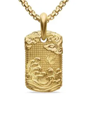 David Yurman Waves Tag In 18k Yellow 27mm - Gold
