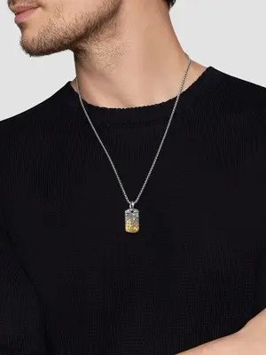 David Yurman Waves Tag In Sterling With 18k Yellow Gold, 27mm