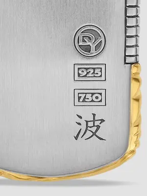 David Yurman Waves Tag In Sterling With 18k Yellow Gold, 27mm