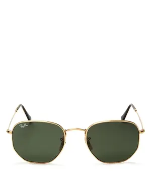 Ray-ban Icons Hexagonal Sunglasses - Gold/green Solid